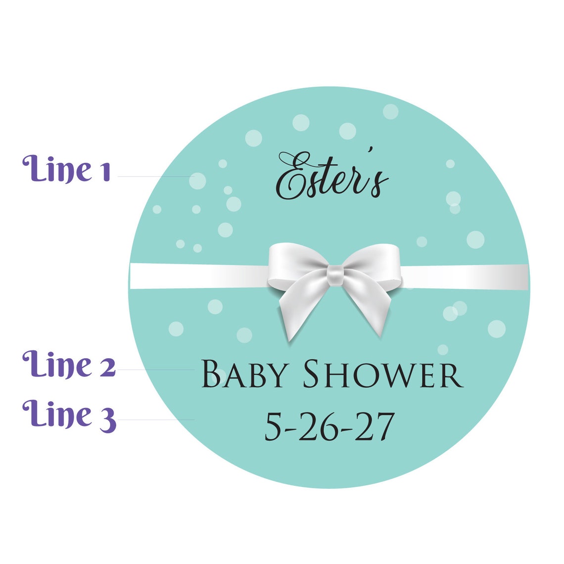 12 Pcs Aqua Blue Bow Design Bridal Shower Personalized Tube Etsy