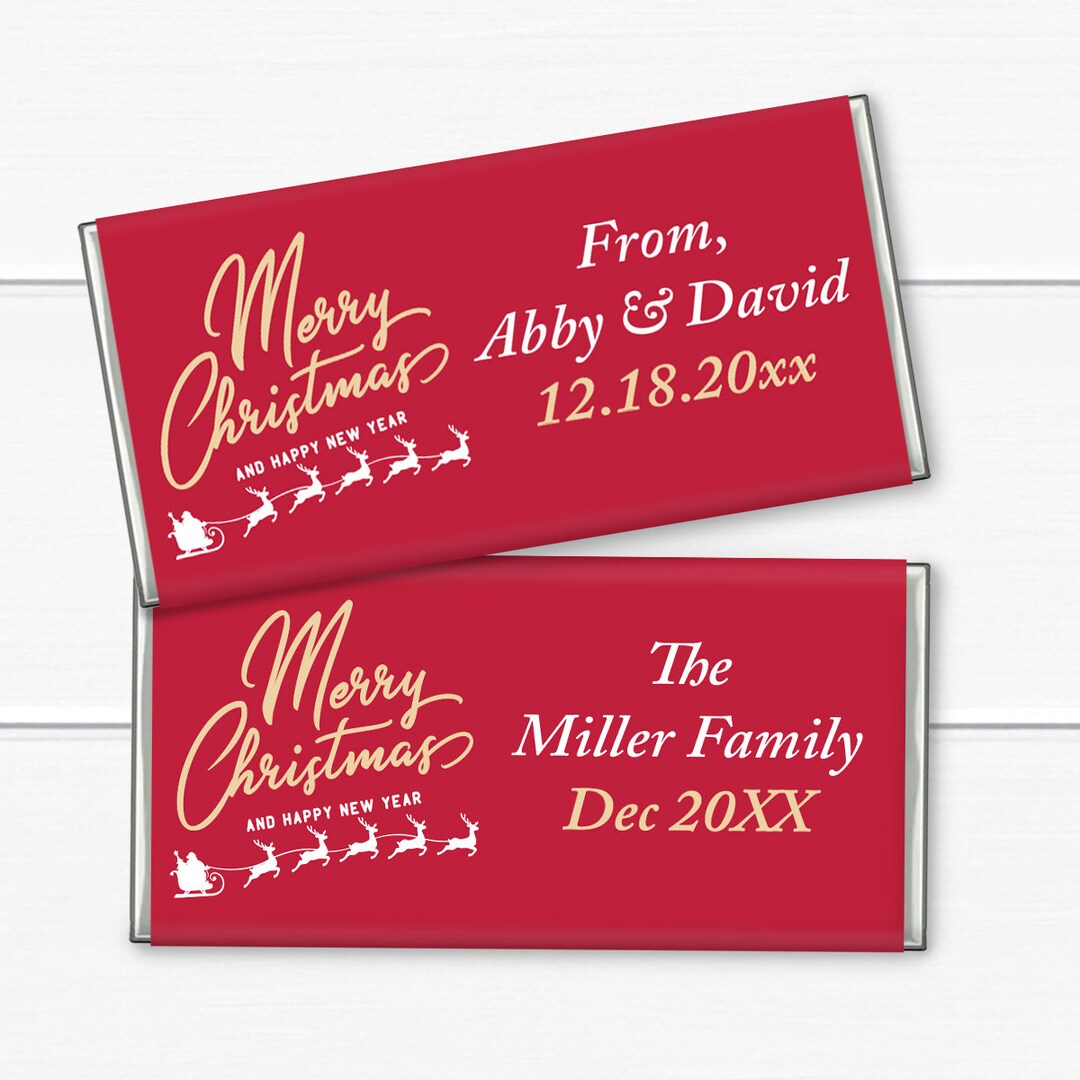 Holiday Party Favors, Set of 12, Merry Christmas Personalized Hershey's ...