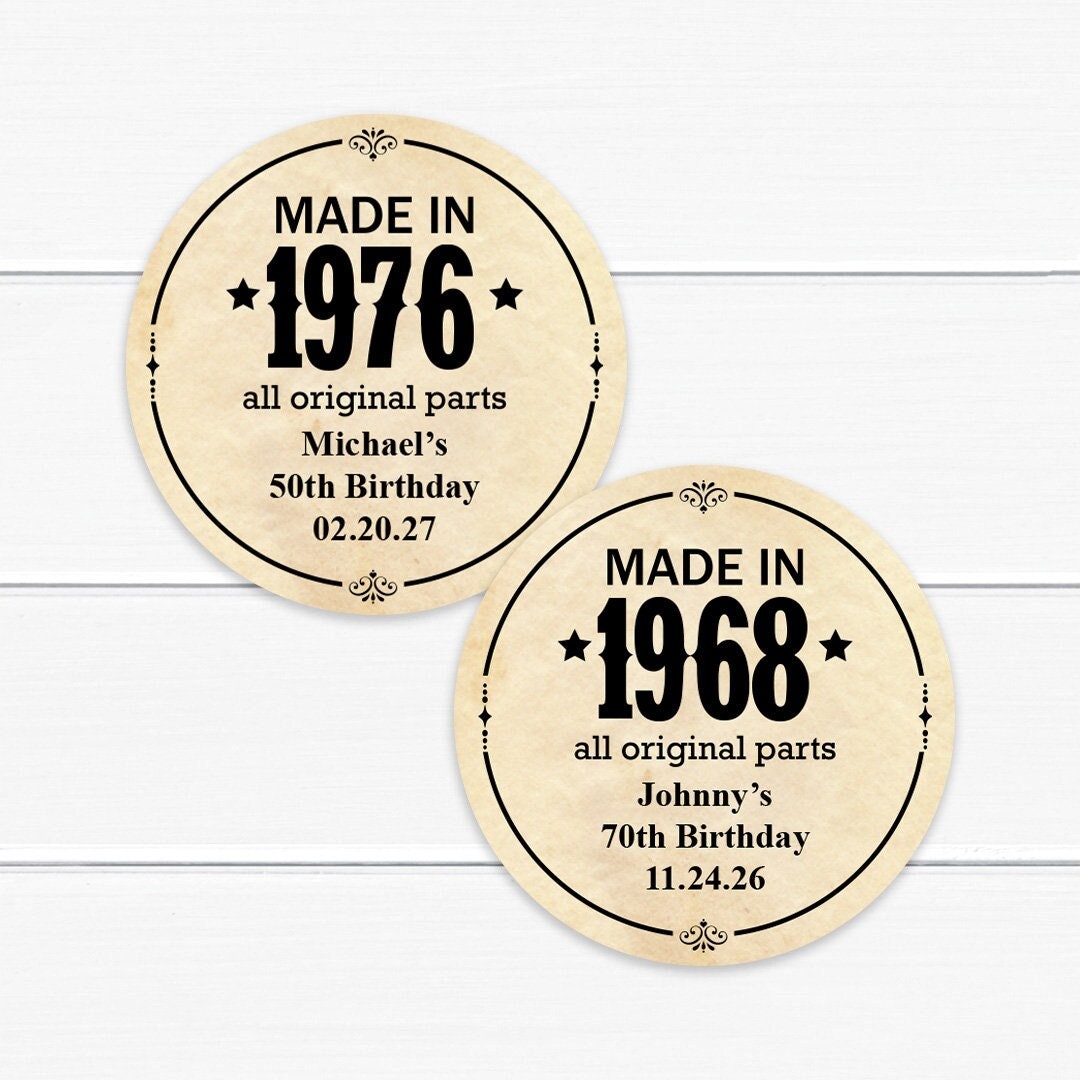 Birthday Labels, 24 Pcs Made in All Original Parts Personalized ...