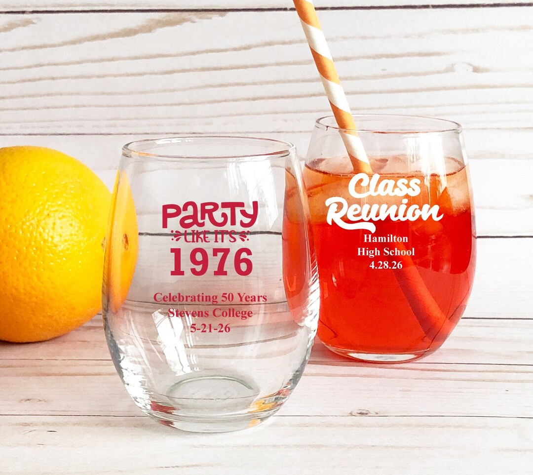 24 Pcs Class Reunion Personalized Wine Stemless Glass - Etsy