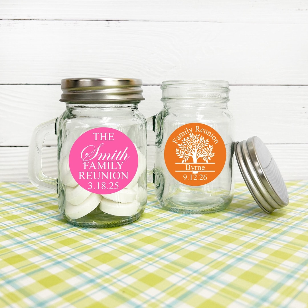 Family Reunion Favors Set of 12 Personalized Mini Mason Jar Favors With ...