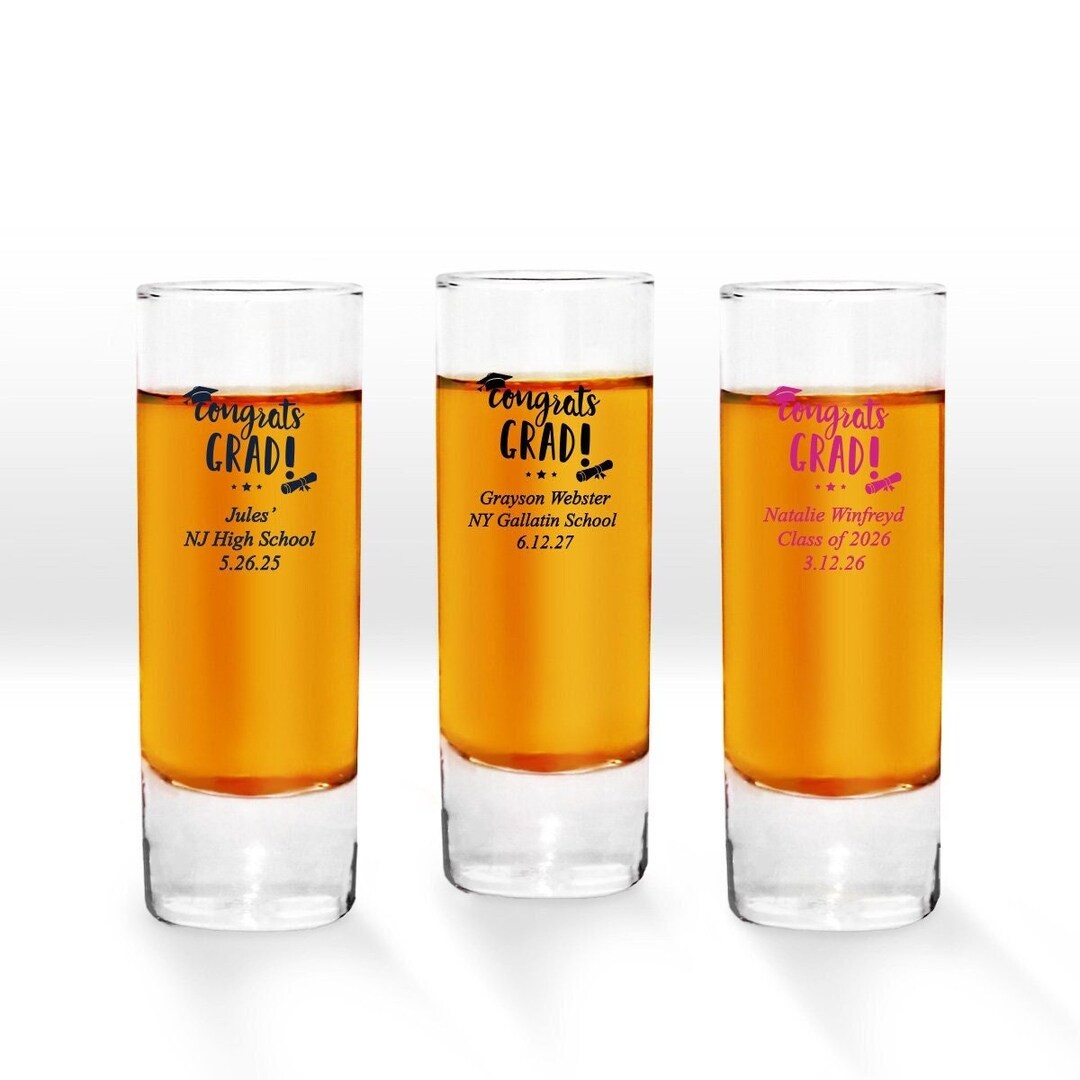 Congrats Grad Personalized Tall Shooter Shot Glass Graduation Shot ...