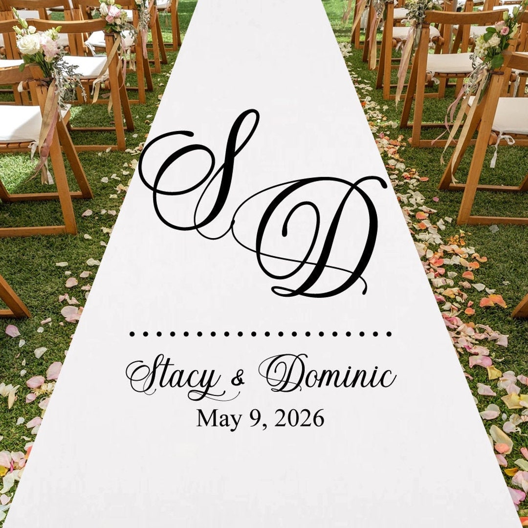 Custom Monogram Essence Initials Personalized Aisle Runner - Wedding ...