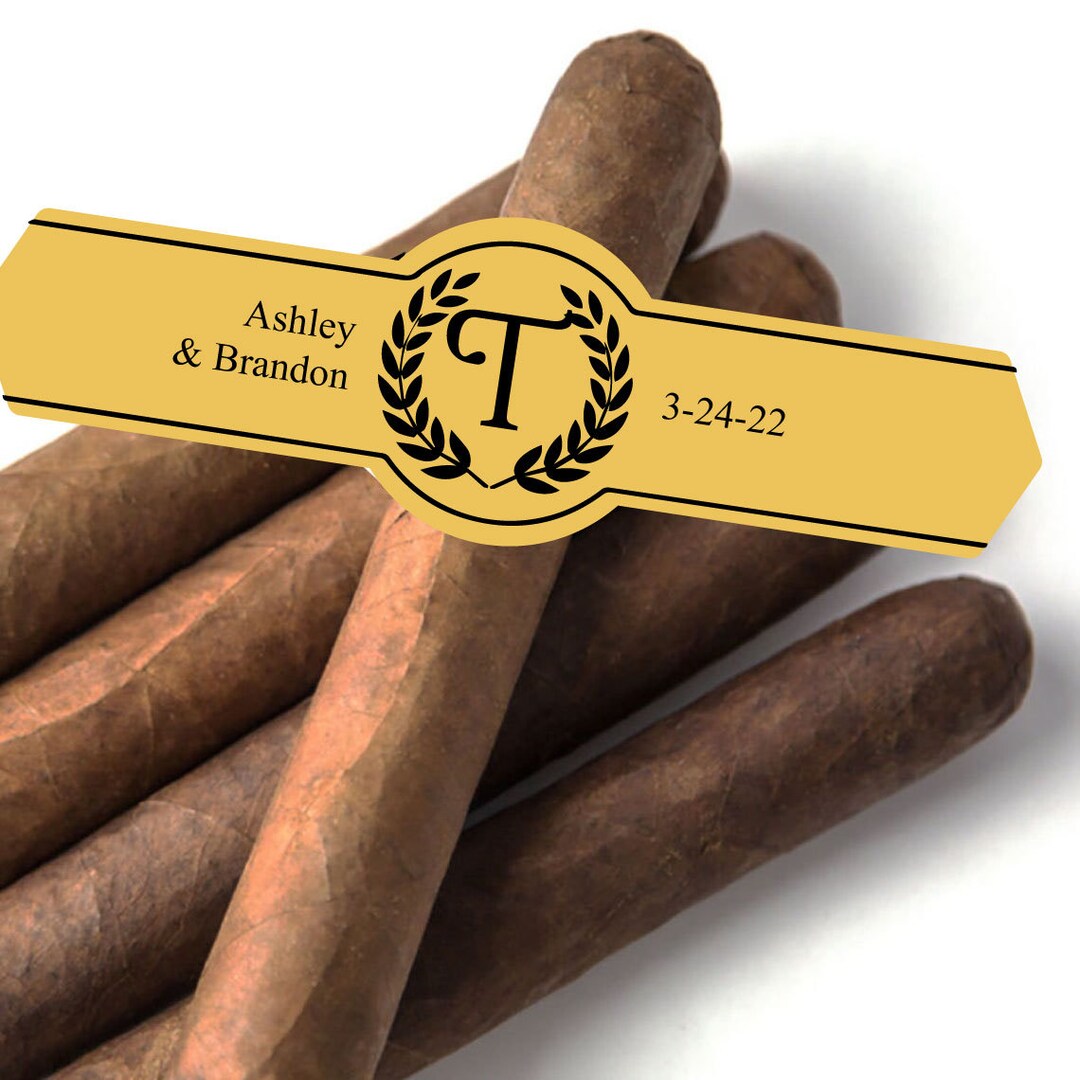 15 PIECES Black & Gold Colors Custom Personalized Cigar Stickers ...