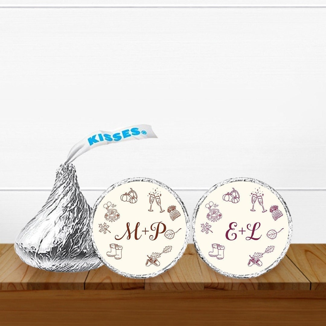 106 Pcs, Fall Wedding Doodle Icons Personalized Hershey's Kisses Labels ...