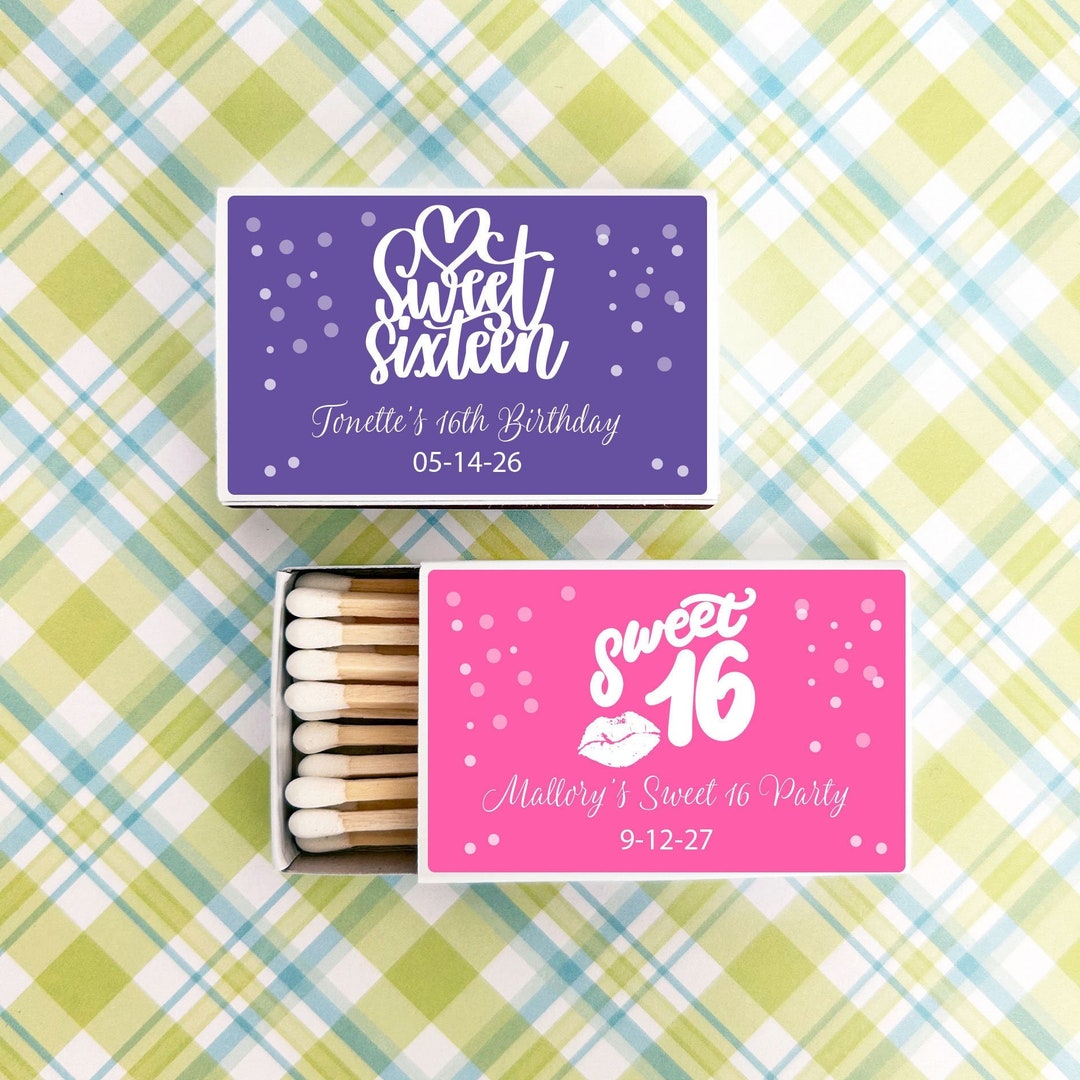 Sweet Sixteen BULK Matches Set of 50, Sweet 16 Personalized Matches ...