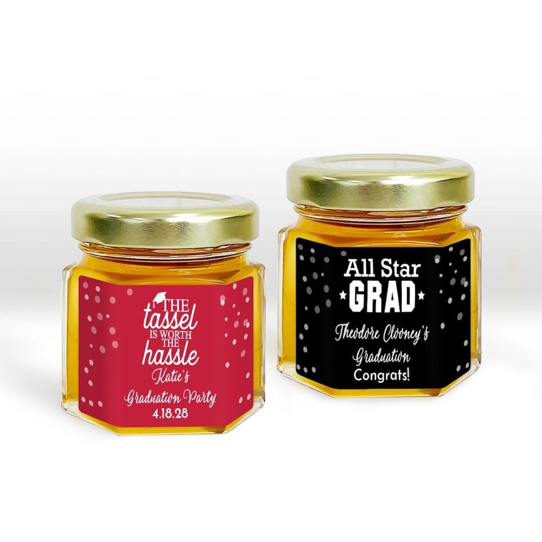 Set of 12 Graduation Personalized Mini Honey Jar, Affordable Graduation ...