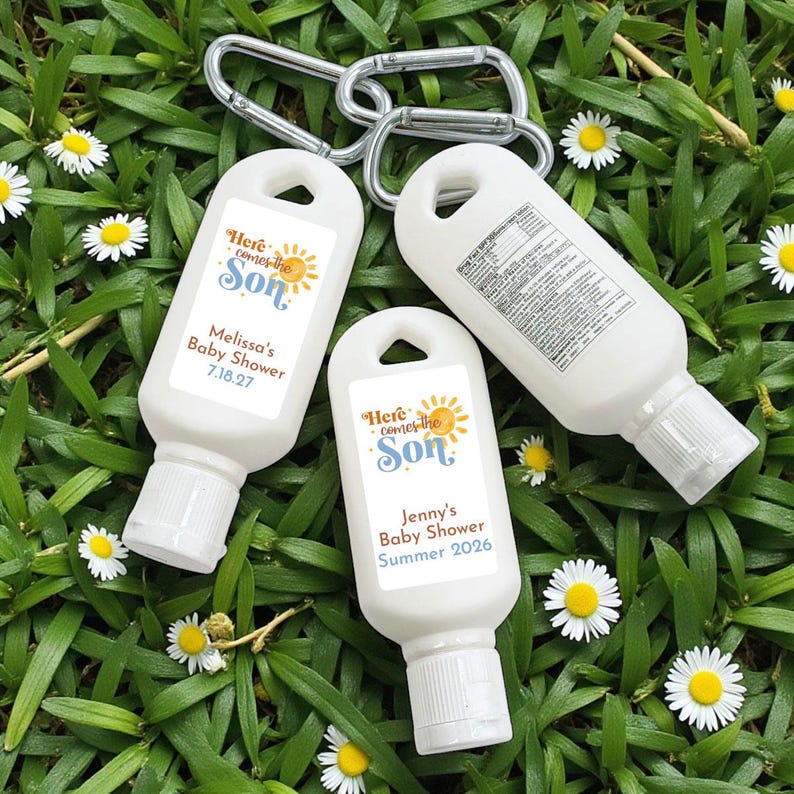 Set of 12 Here Comes the Son Baby Shower Personalized SF30 Sunscreen ...