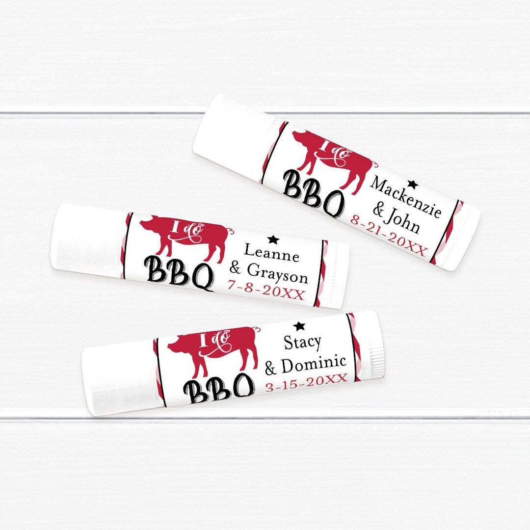 Set of 12, I Do BBQ Wedding Personalized Tube Lip Balm With Labels ...