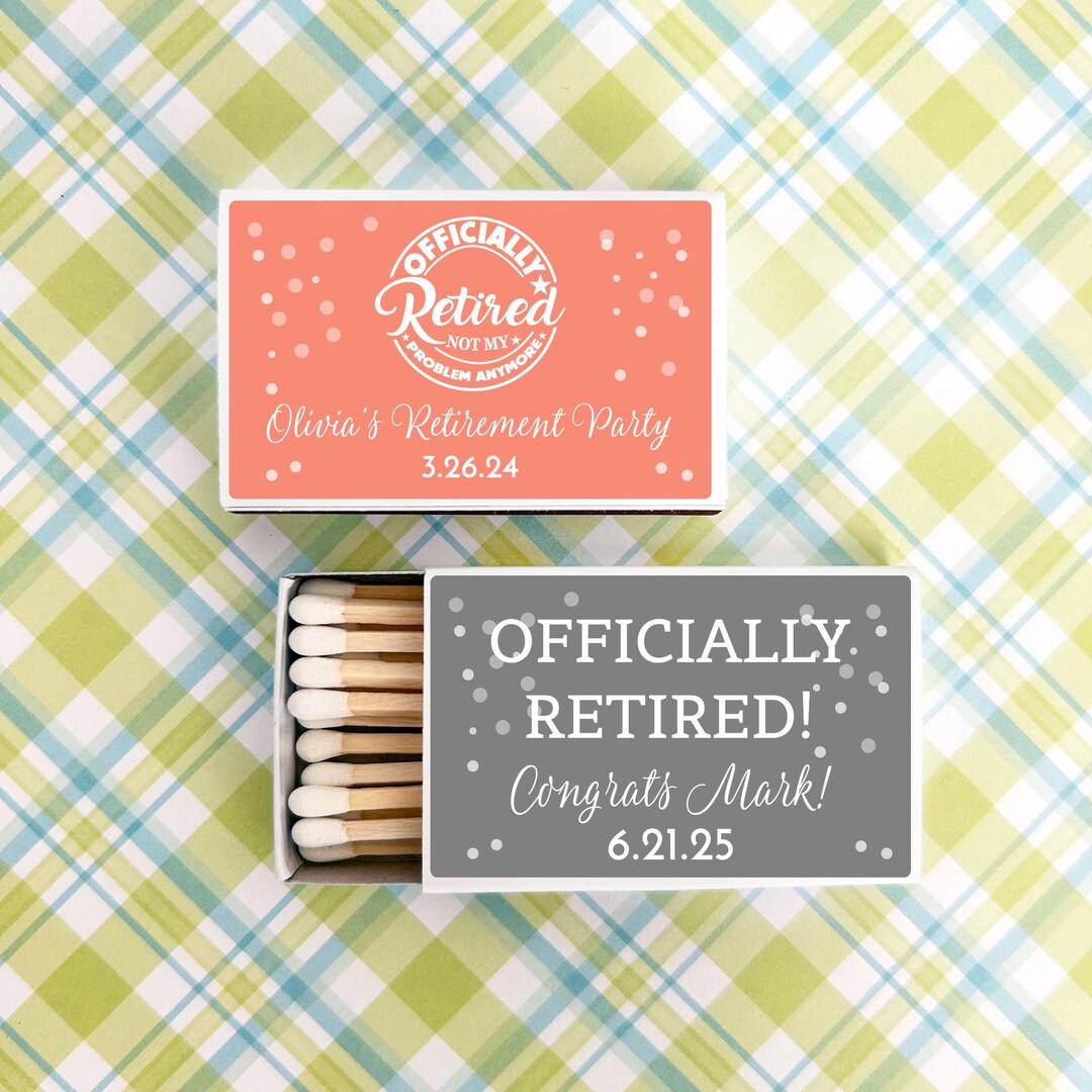 Retirement BULK Matches Set of 50, Retirement Personalized Matches ...