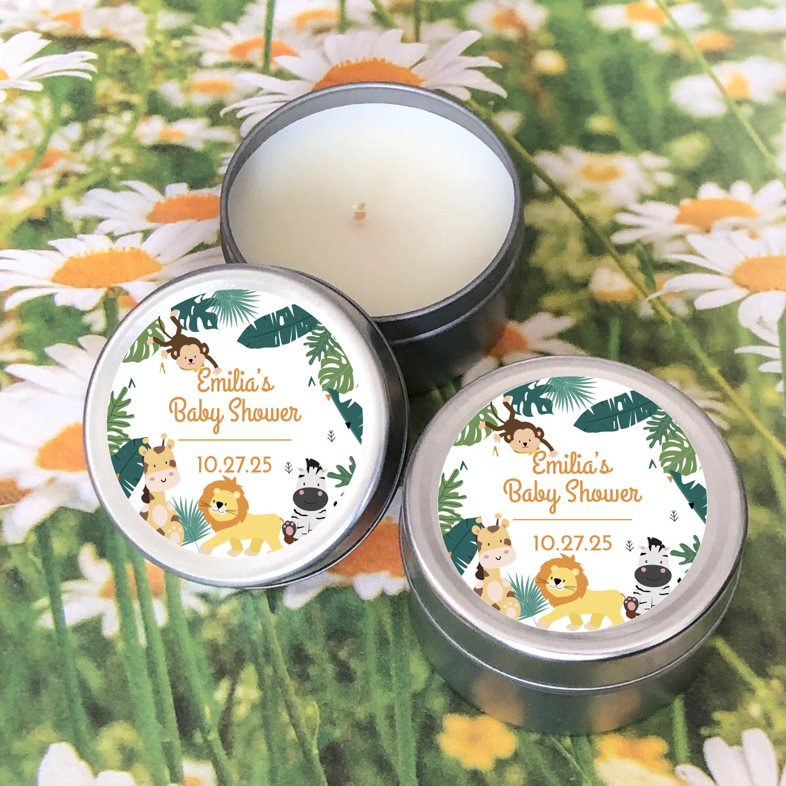 12 Pcs Safari Personalized Candle Tins Favors Stickers - Etsy