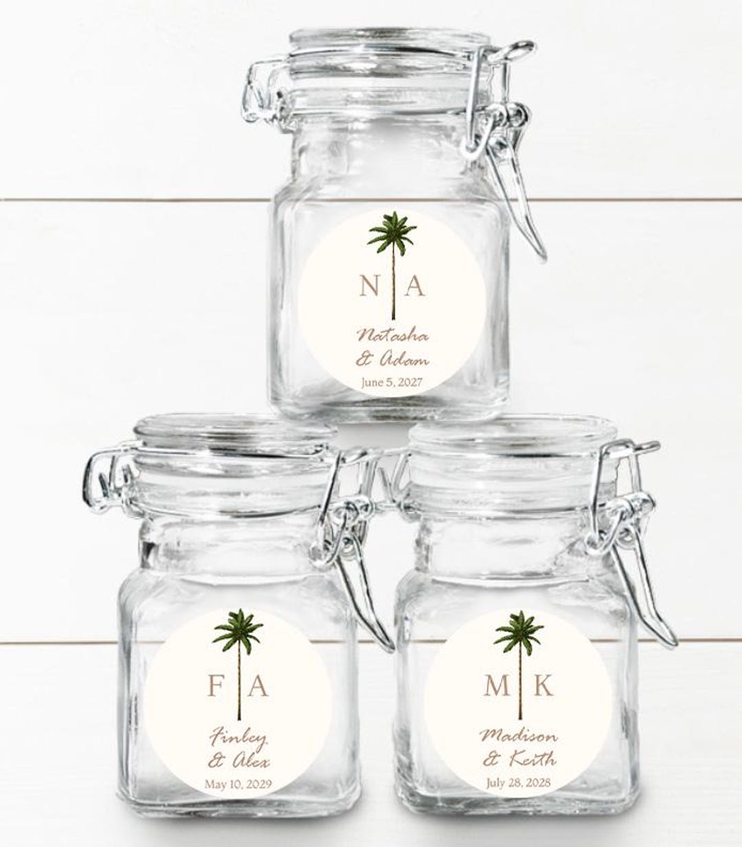 Beach Wedding Favors, 12 Pcs Palm Tree Monogram Personalized Square ...