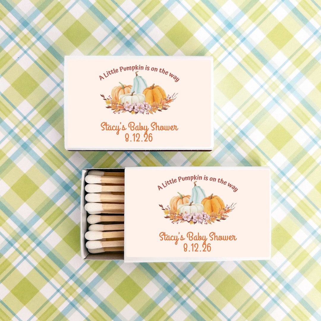 Baby Shower BULK Matches Set of 50, A Little Pumpkin is on the Way ...