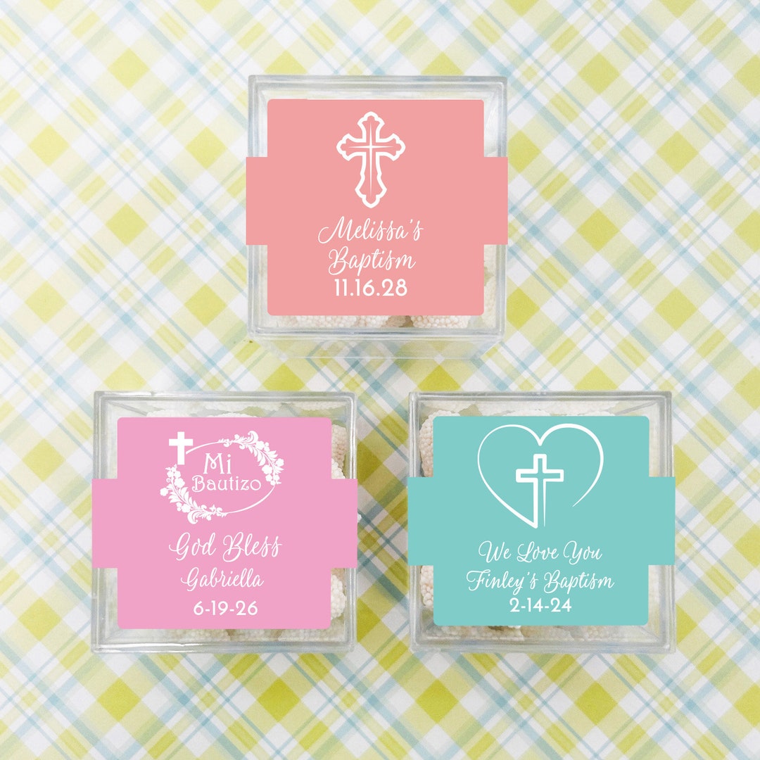 Baptism Favors, Set of 10, Baptism Personalized Square Acrylic Box ...