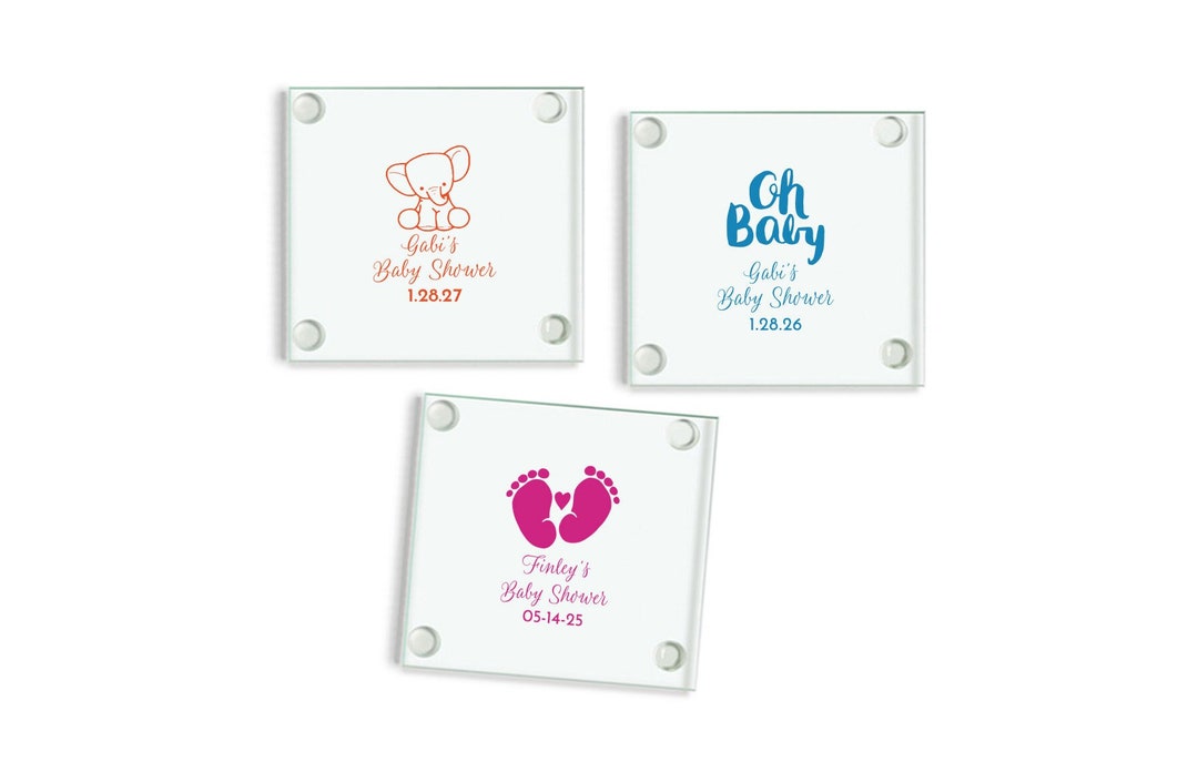 24pcs Baby Shower Style Personalized Glass Coaster Favors Coaster Party ...