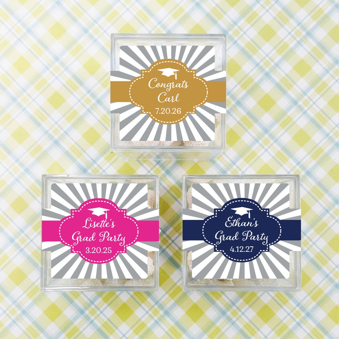 Set of 10, Mod Graduation Personalized Square Acrylic Box Favors ...