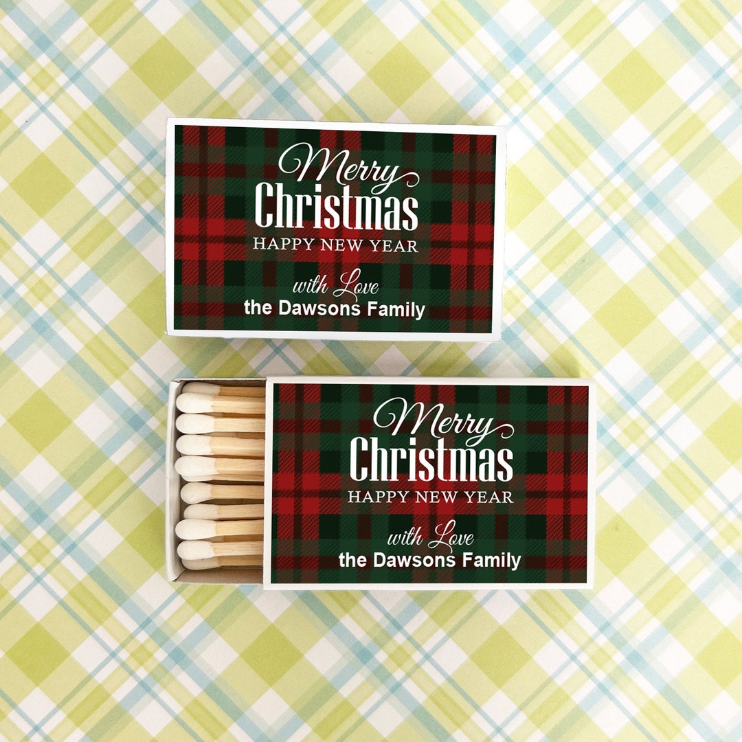 50 Pcs Merry Christmas Happy New Year Personalized Matches Matchbox ...