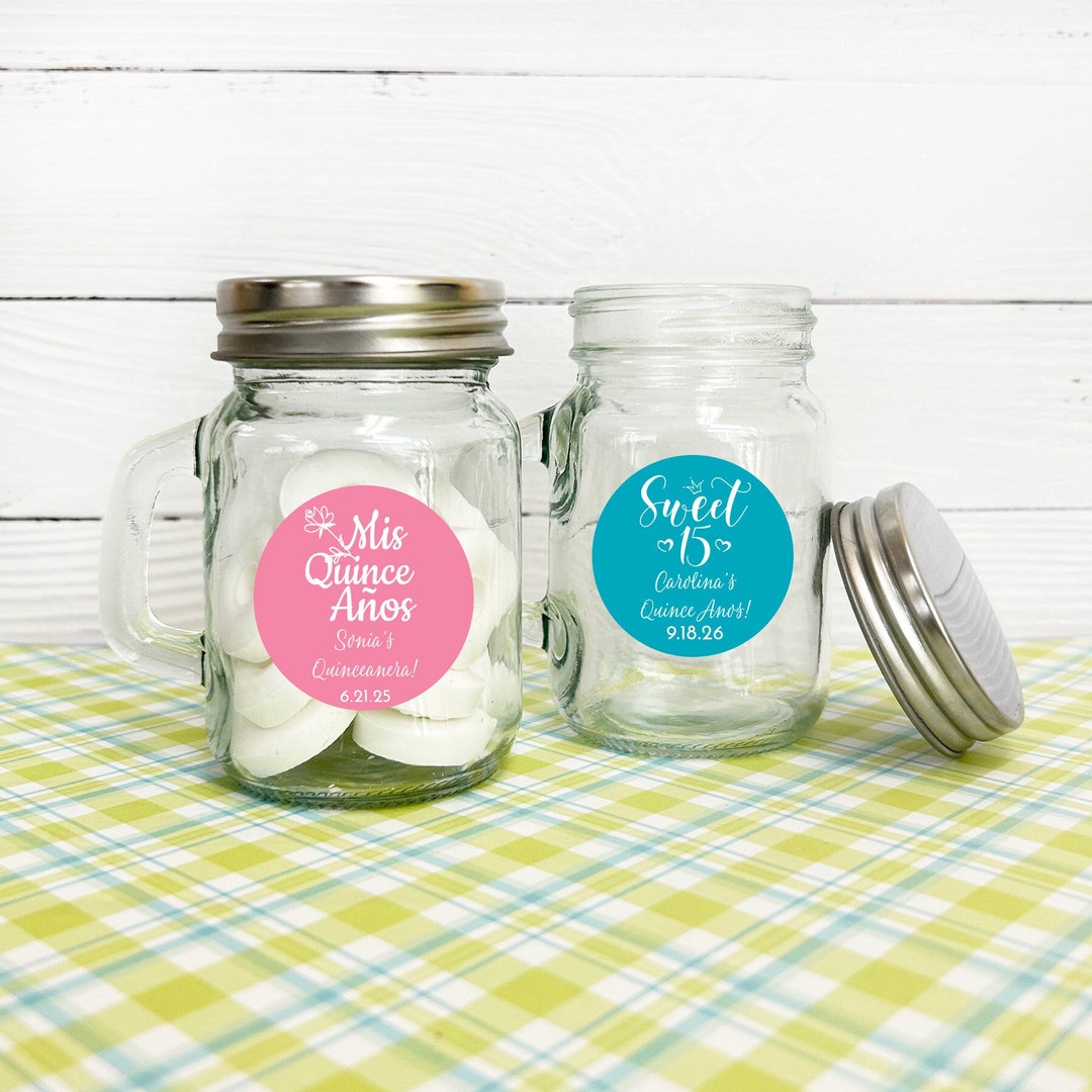 Mis Quince Anos Favors Set of 12 Personalized Mini Mason Jar Bottle ...