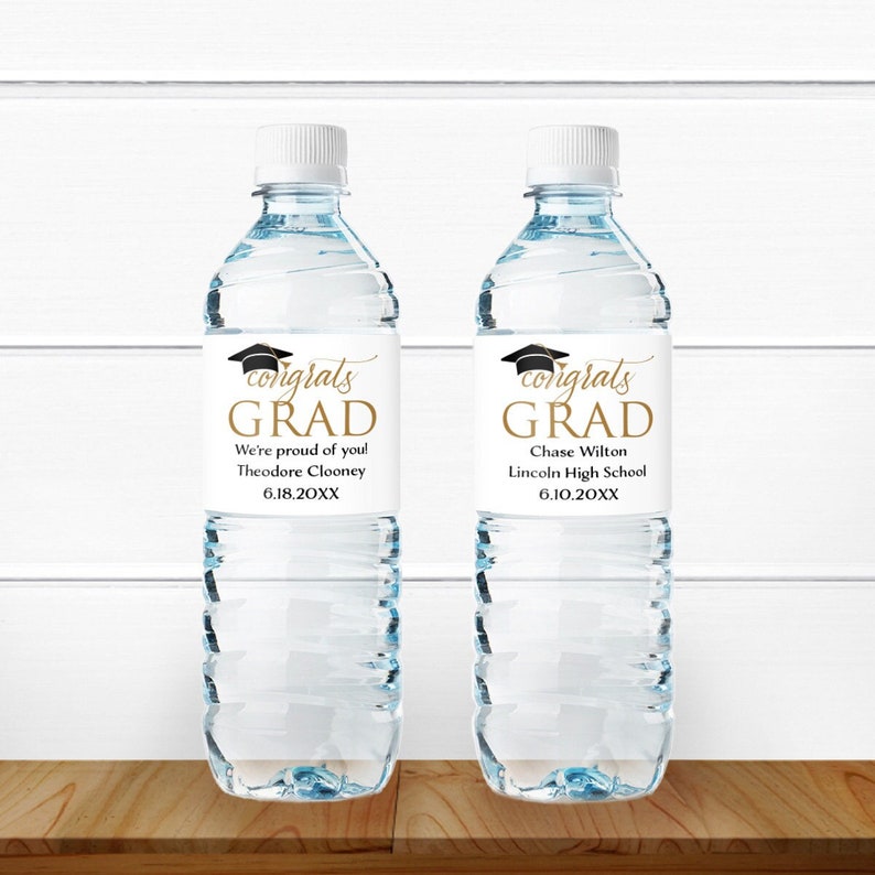 Set of 15 Congrats Grad Personalized Water Bottle Labels, Graduation ...