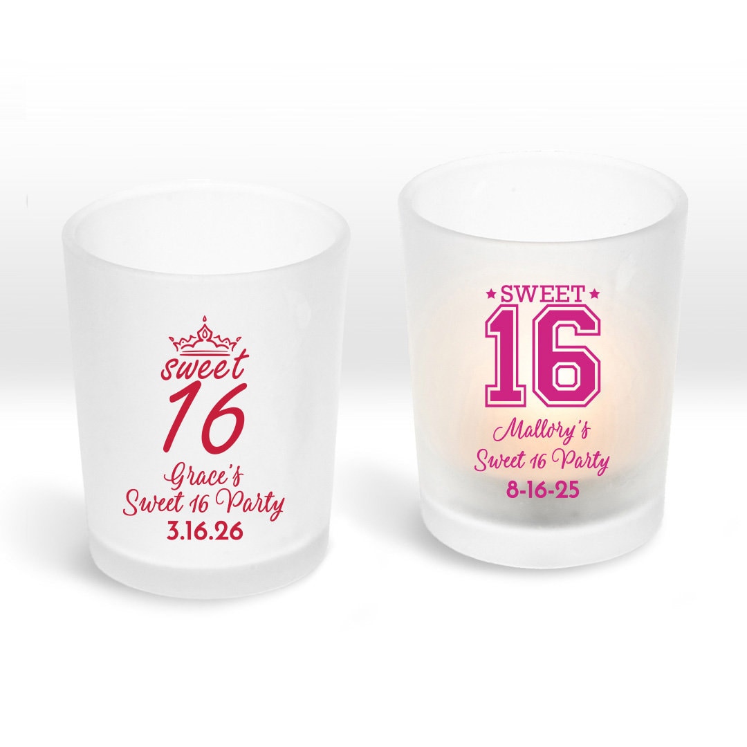 24 Pcs Sweet 16 Personalized Frosted Votive Candle Holder, Sweet ...