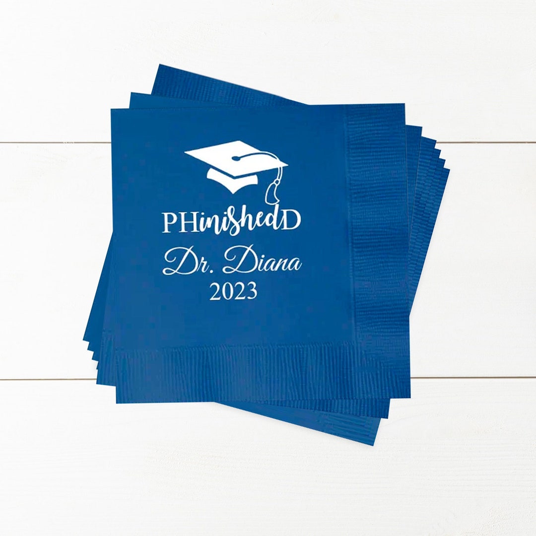 Graduation Napkins Bulk 150 Pieces Cocktail Size PHD Finised ...