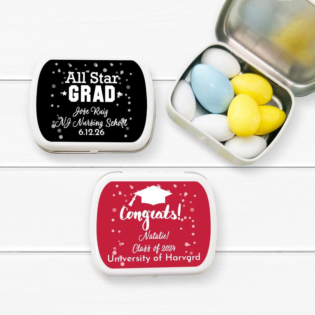12 Pcs Graduation Personalized Empty Candy Mint Tin Favors - Graduation ...