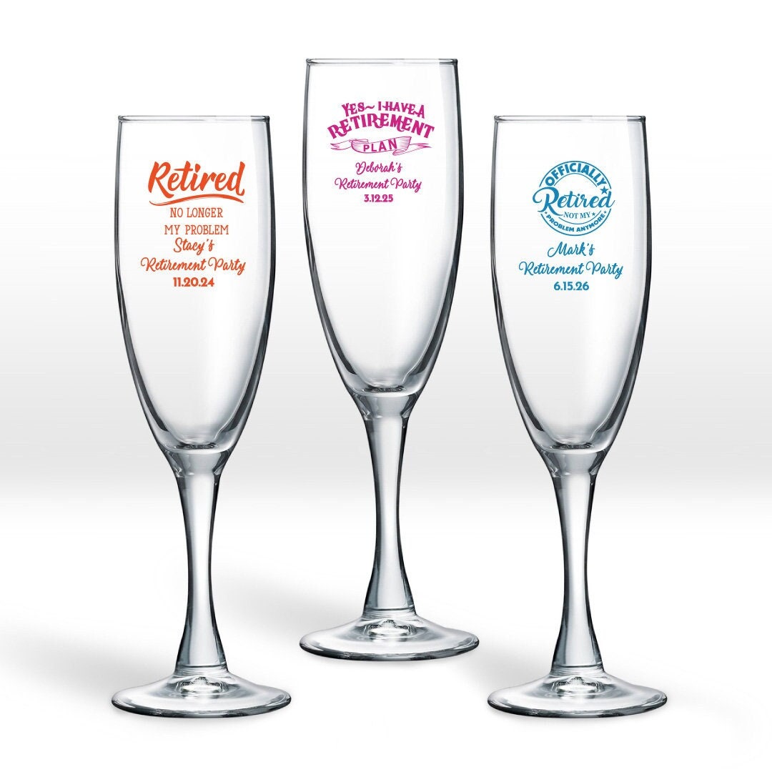 Personalized Retirement Champagne Glasses – Set of 24 Stem Favors - Etsy