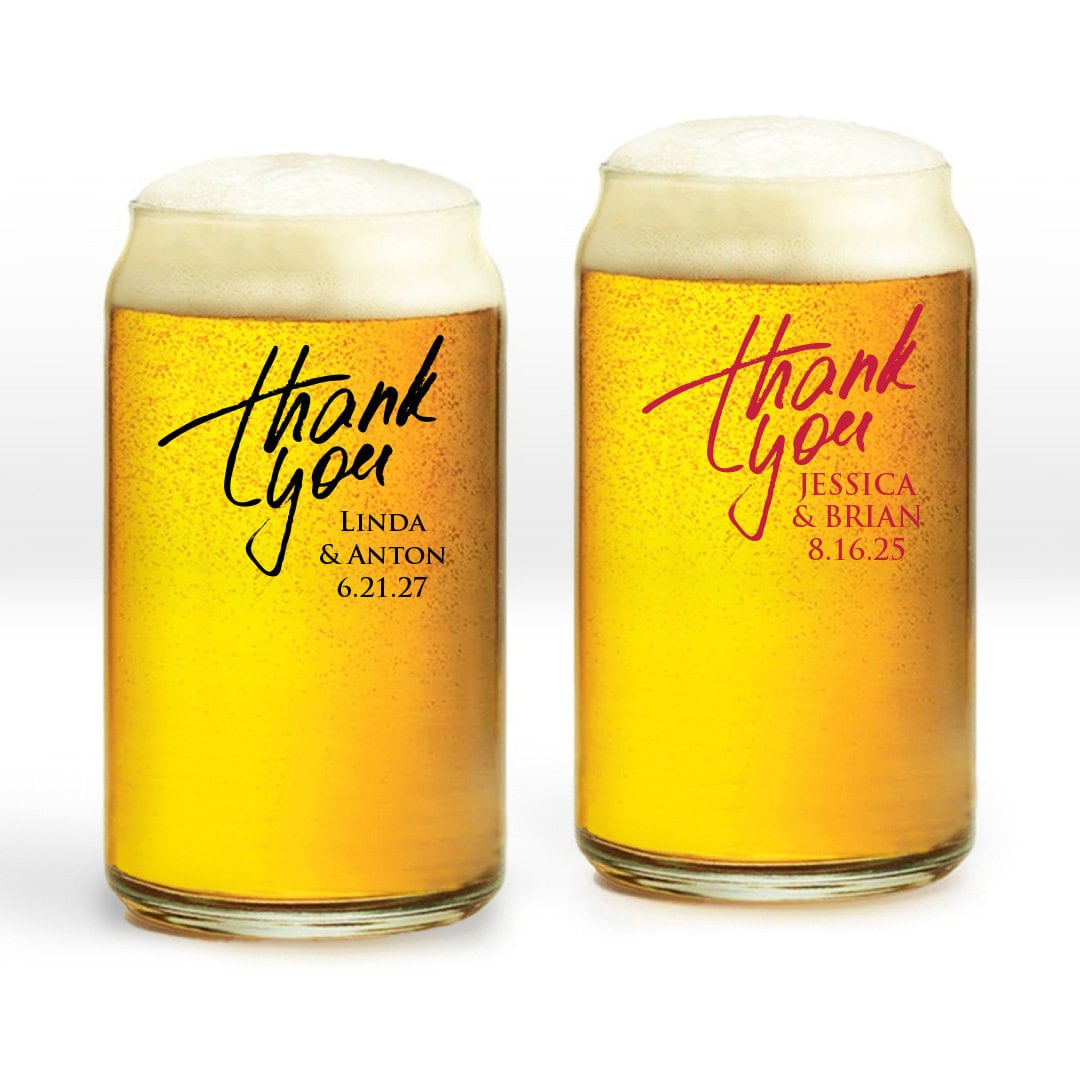 Thank You Party Favors 24 Pieces Personalized Beer Can Shaped Glass ...