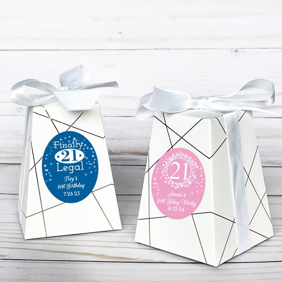 12 Pcs 21st Birthday Personalized Pedestal Favor Boxes - Etsy
