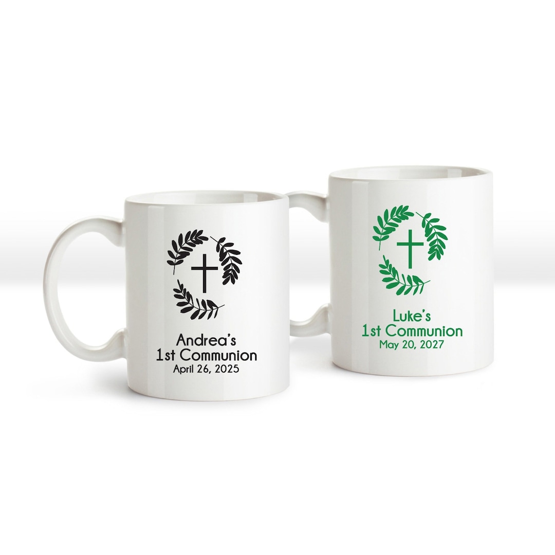 12 Pcs First Communion Personalized White Coffee Mugs Favors - First ...