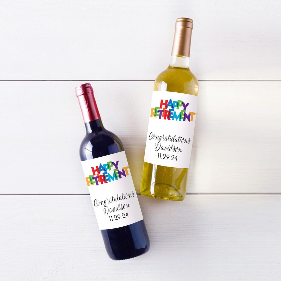 12 Pcs Happy Retirement Personalized Wine Labels Retirement Stickers ...