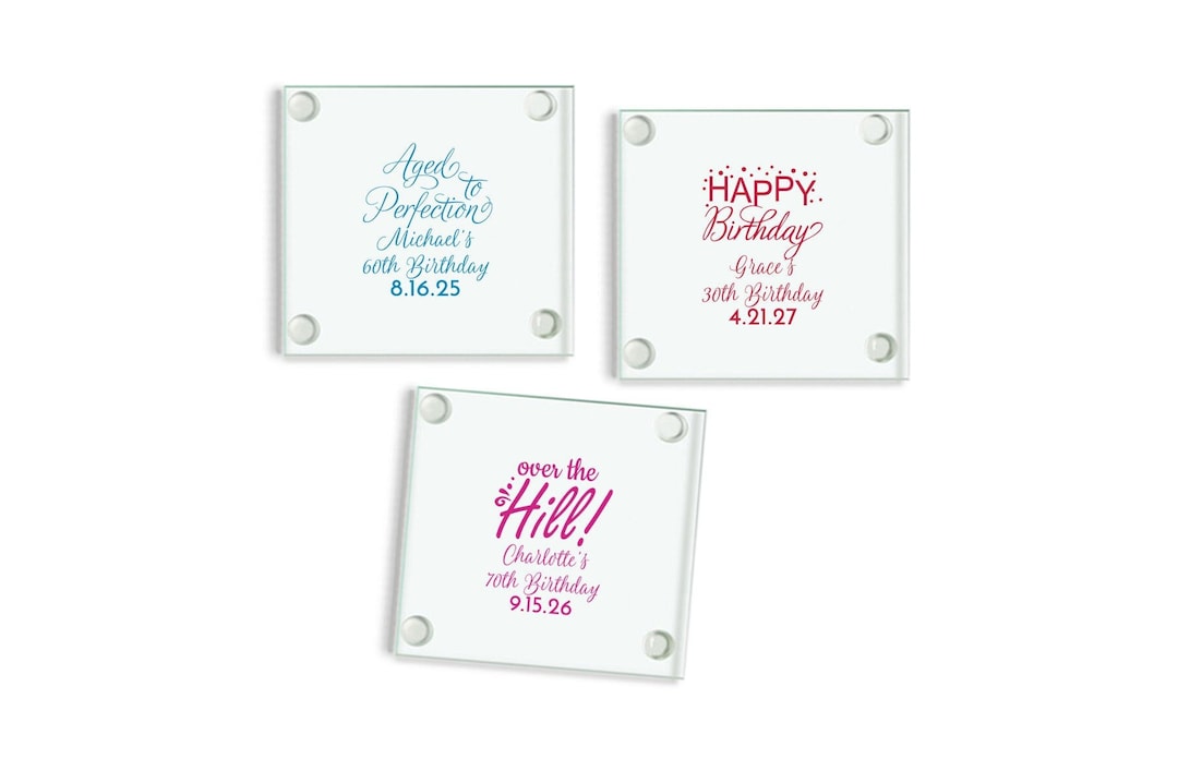 24 Pieces Personalized Personalized Glass Coaster Favors Coaster Party ...