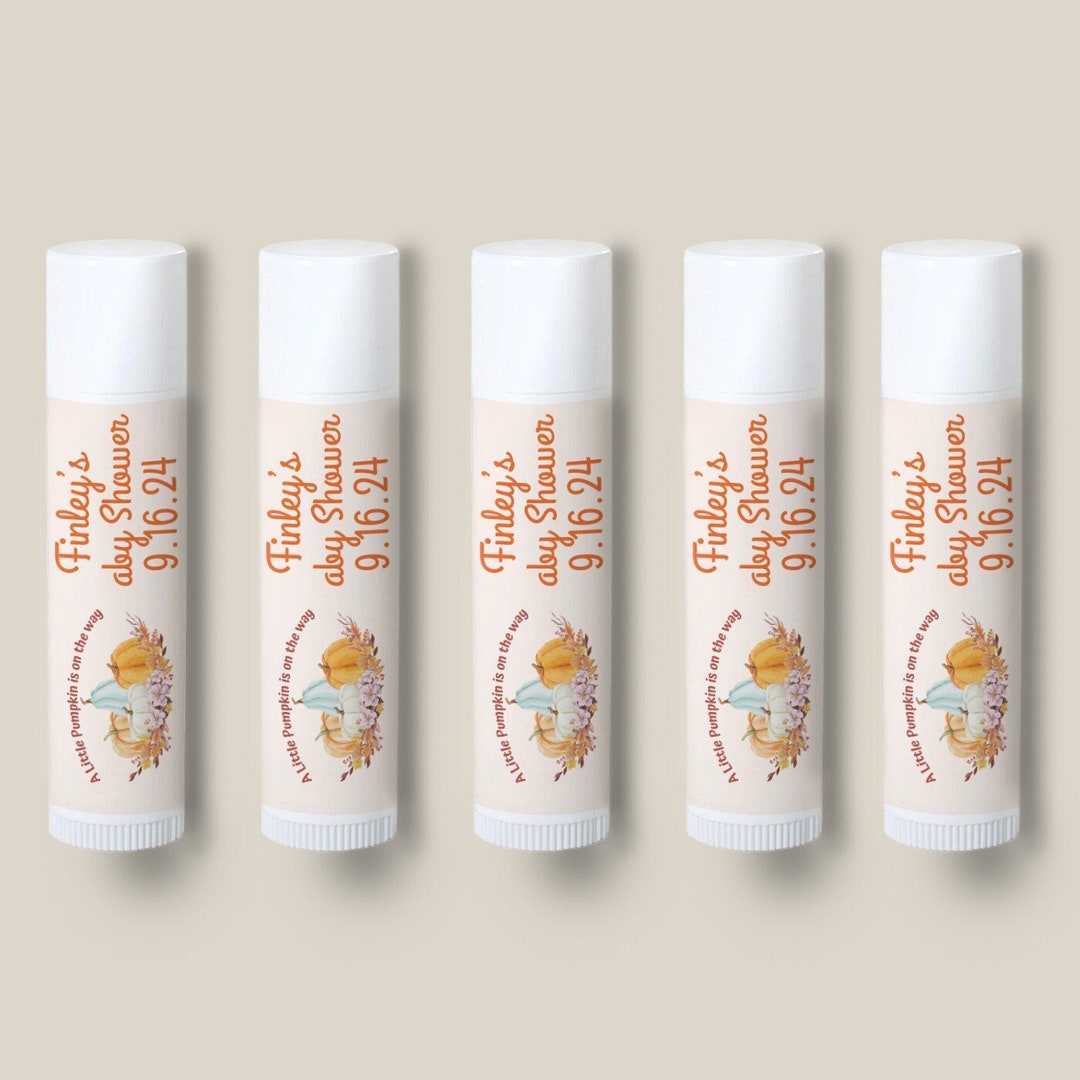 12 Pcs A Little Pumpkin is on the Way Personalized Tube Lip Balm Favors ...