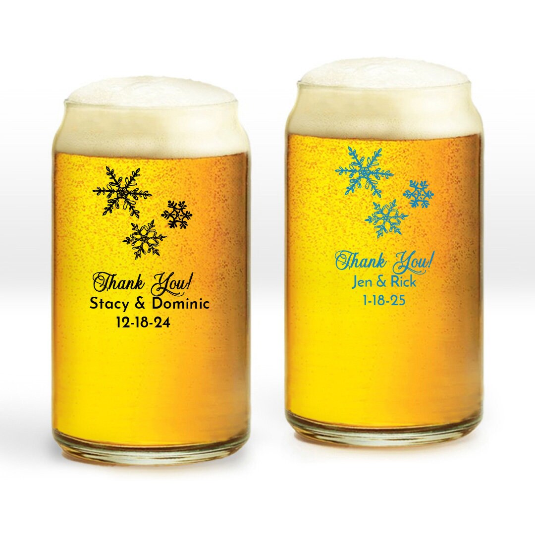 24 Pcs Snowflakes Winter Personalized Beer Can Shaped Glass, Can Cooler ...