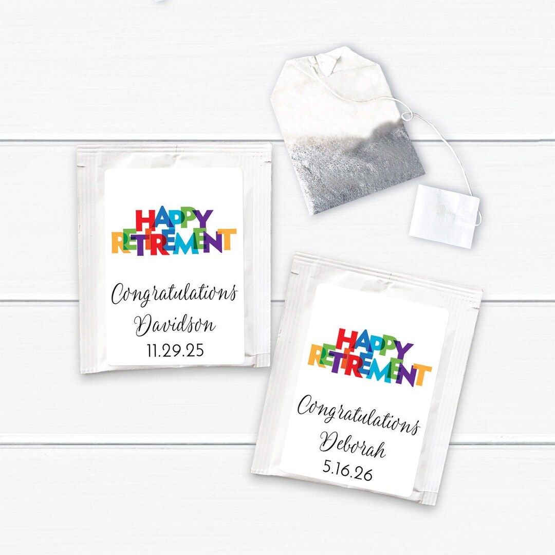 30 Pcs Happy Retirement Personalized Tea Bag Favors Tea Bag Retirement ...
