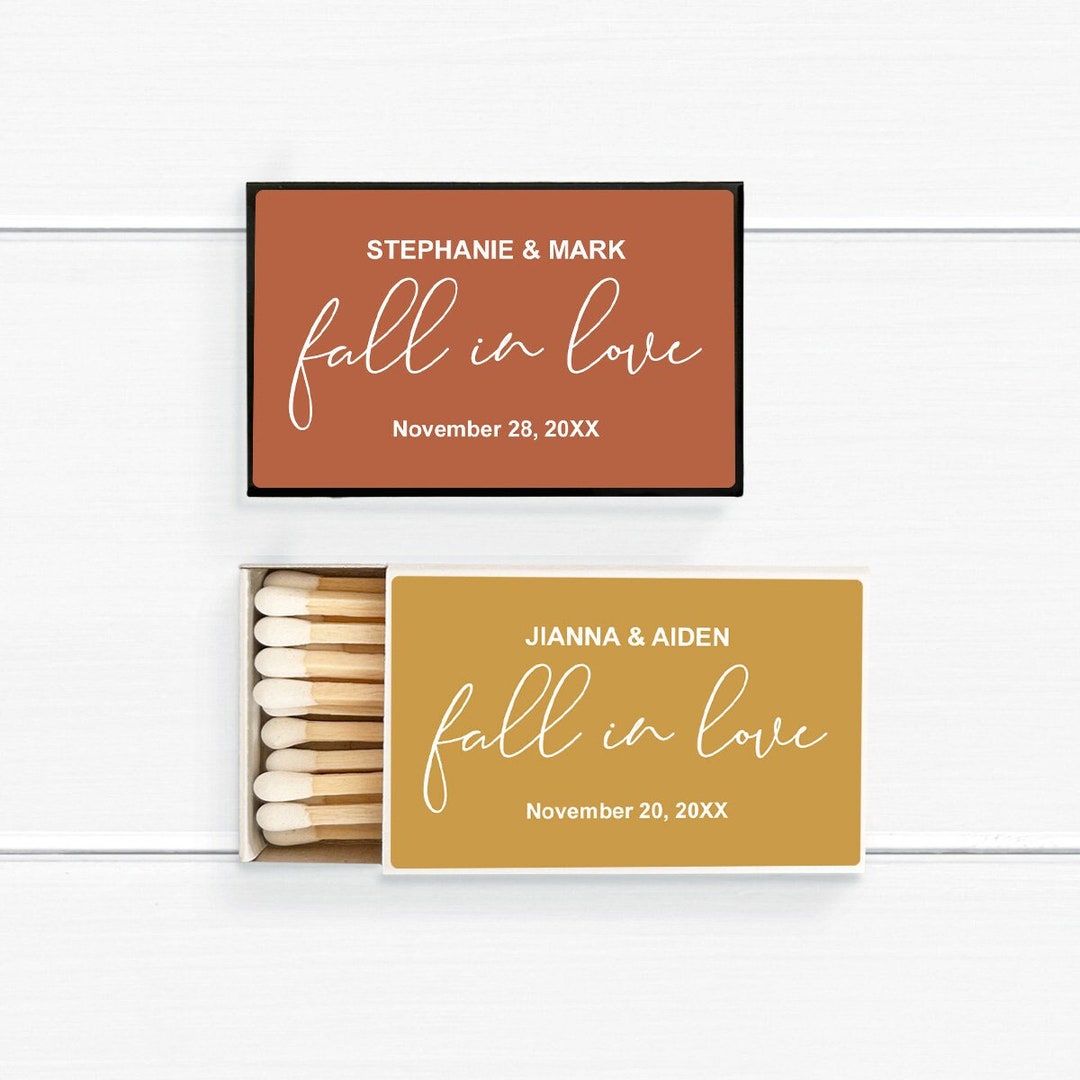 Fall Wedding BULK Matches Set of 50, Fall in Love Personalized Matches ...