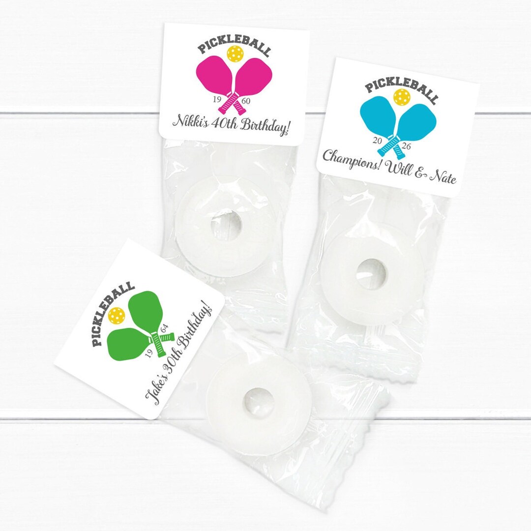 Pickleball Party Favors, Set of 25, Pickleball Personalized Lifesaver ...