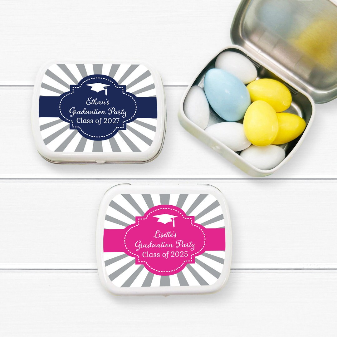 Set of 12 Mod Graduation Personalized Empty Mint Candy Tins, Affordable ...