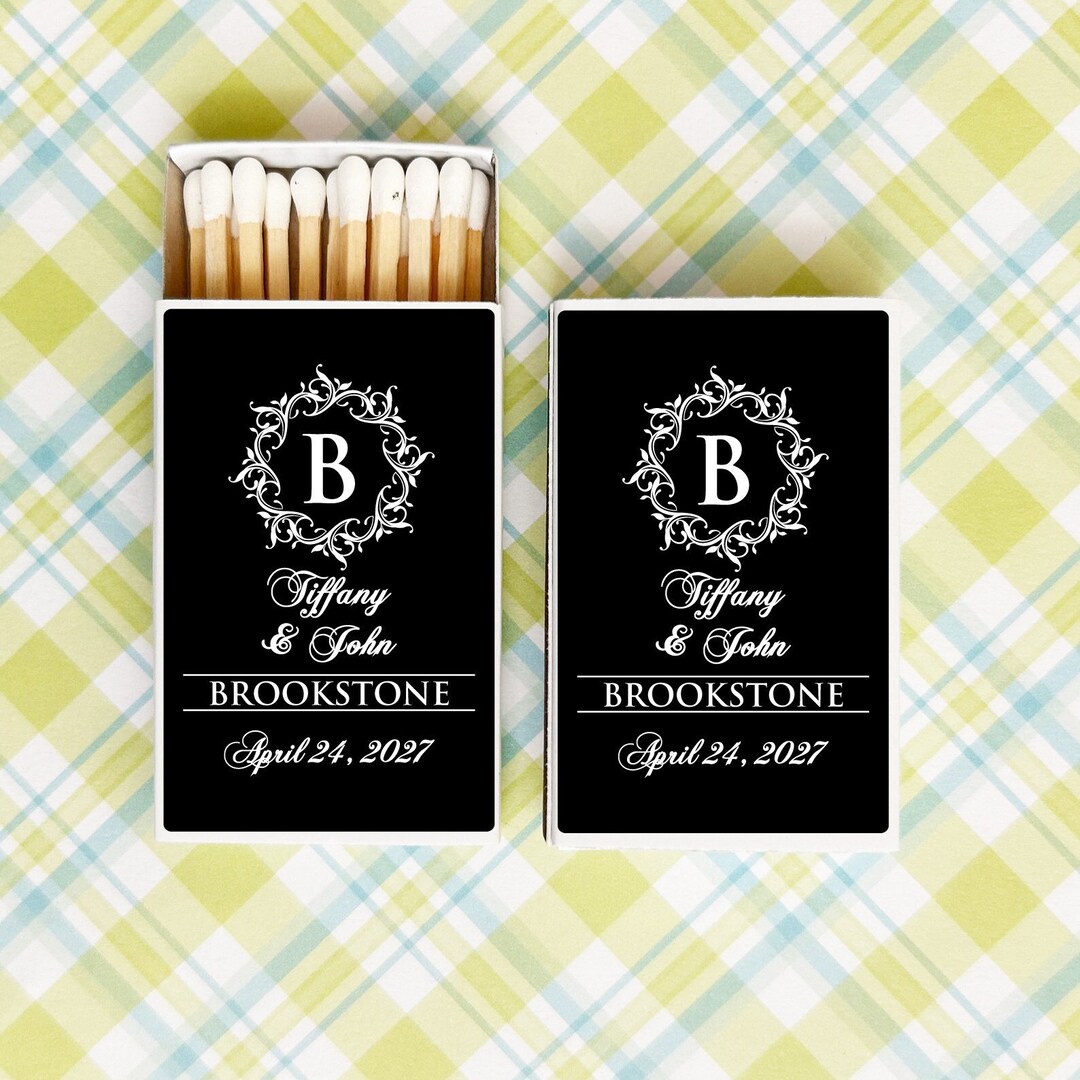 Wedding BULK Matches Set of 50, Wreath Monogram Personalized Matches ...