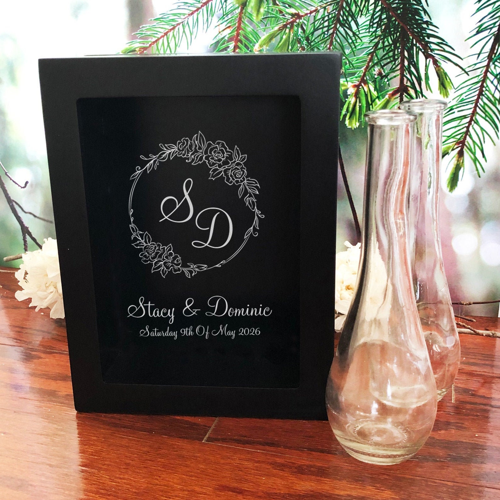 Custom Rustic Wreath 3-piece Unity Sand Ceremony Shadow Box | Etsy