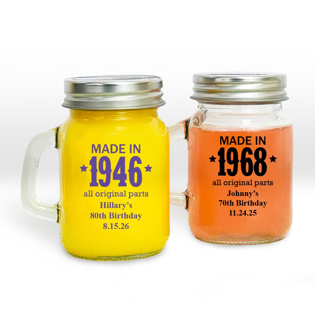 Set of 24 Made in All Original Parts Personalized Mini Mason Glass Jar ...