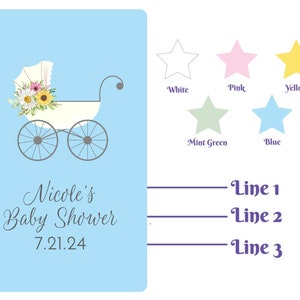 Baby Shower Labels, 24 Pcs Baby Stroller Personalized Baby Shower ...