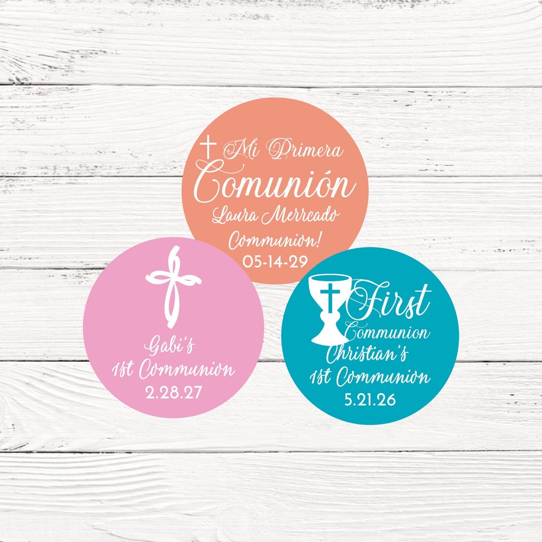 Communion Labels, 24 Pcs First Communion Personalized 2 Inches Round ...