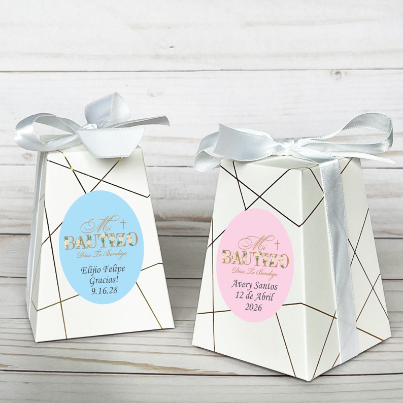 12 Pcs Mi Bautizo Personalized Pedestal Favor Boxes - Etsy