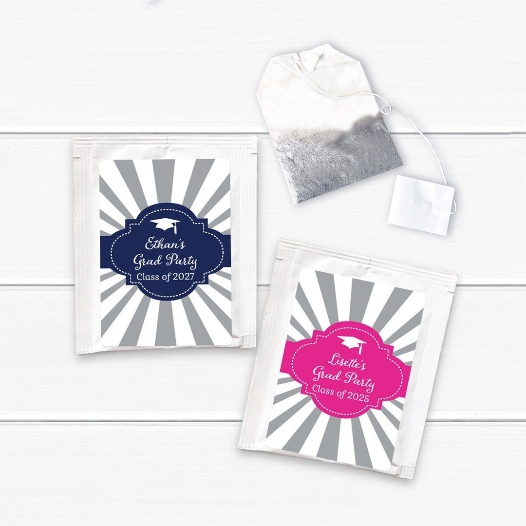 Set of 30 Mod Graduation Personalized Tea Bags, Affordable Graduation ...
