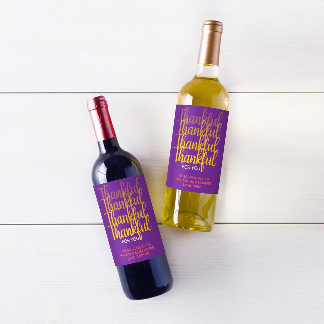 Thanksgiving Favors, Set of 12, Thankful for You Personalized Wine ...