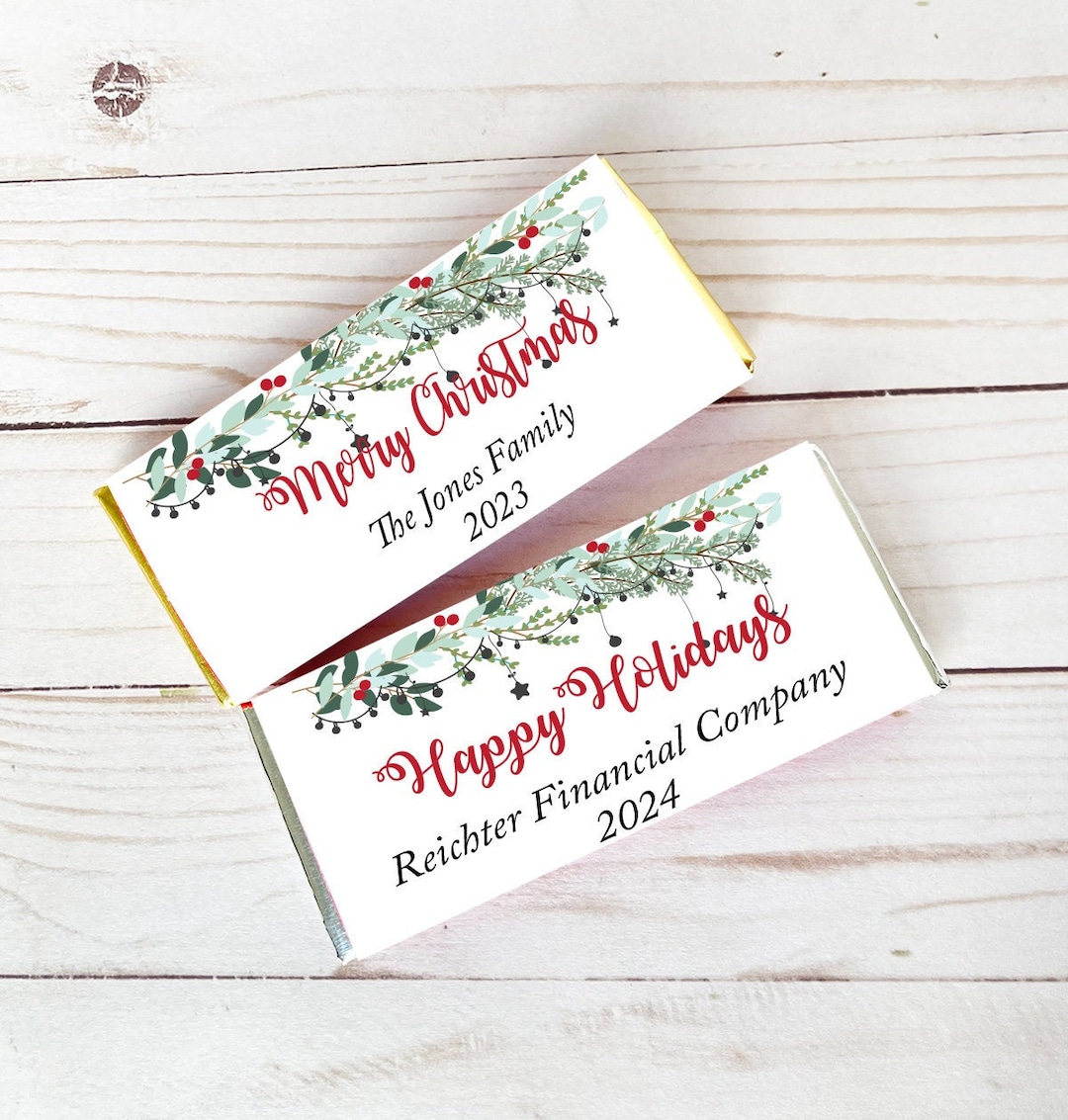 12 Pcs Christmas Holiday Personalized Hersheys Chocolate Bar - Etsy
