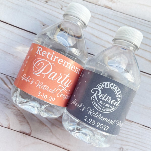 Retirement Party Water Bottle Labels - Etsy
