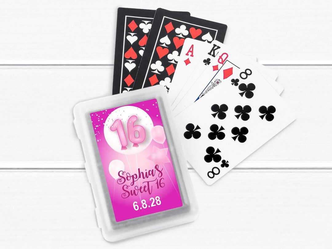 Birthday Party Favors, Set of 12, All Ages Pink Personalized Playing ...