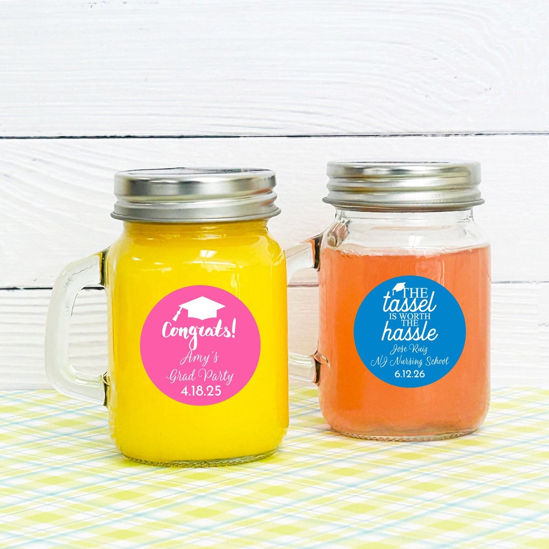 Graduation Favors Set of 12 Graduation Personalized Mini Mason Jars ...